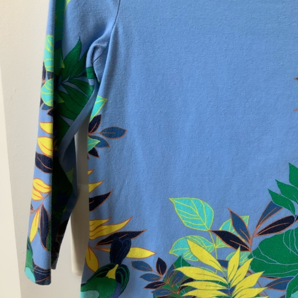 Talbots Brand Tropical Blue Bird Tee Shirt - Gem